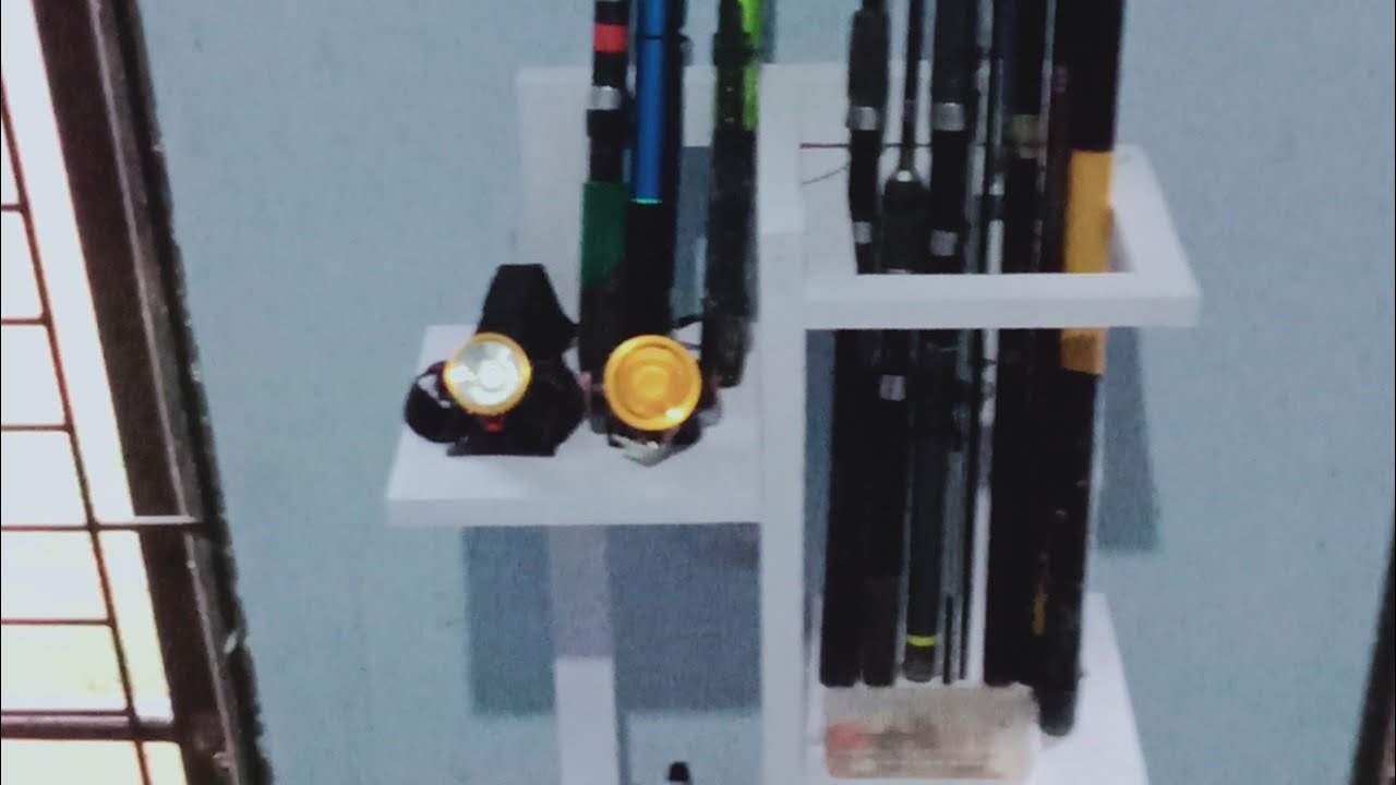 rak minimalis dari kayu untuk joran pancing dan alat alat mancing ...