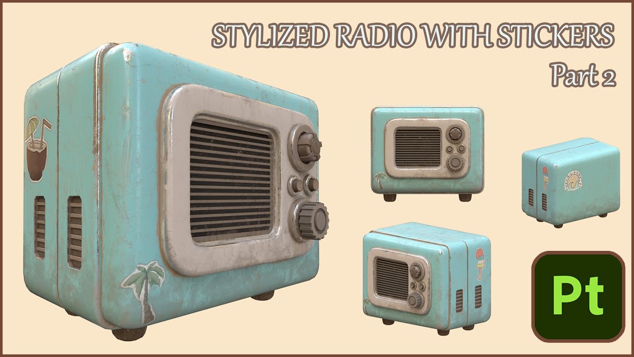 Texturing Stylized Radio With Stickers [Photoshop / Substance Painter ...