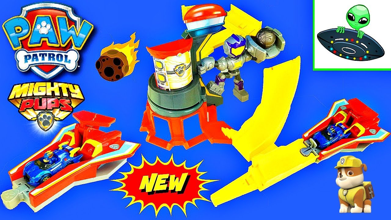 Paw Patrol Mighty Pups Meteor Track Set. Charged Up - YouTube