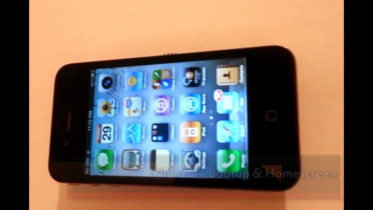 Black iPhone 4 32GB - Bootup and Homescreen - YouTube