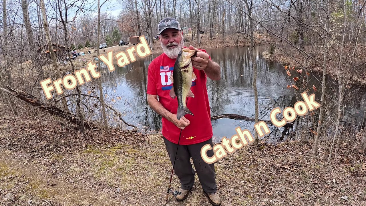 Front Yard Catch n Cook - Eating BASS! - YouTube