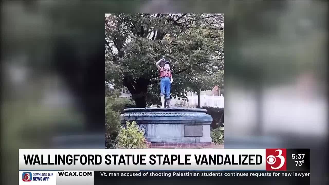 Vandals damage century-old statue in Wallingford - YouTube