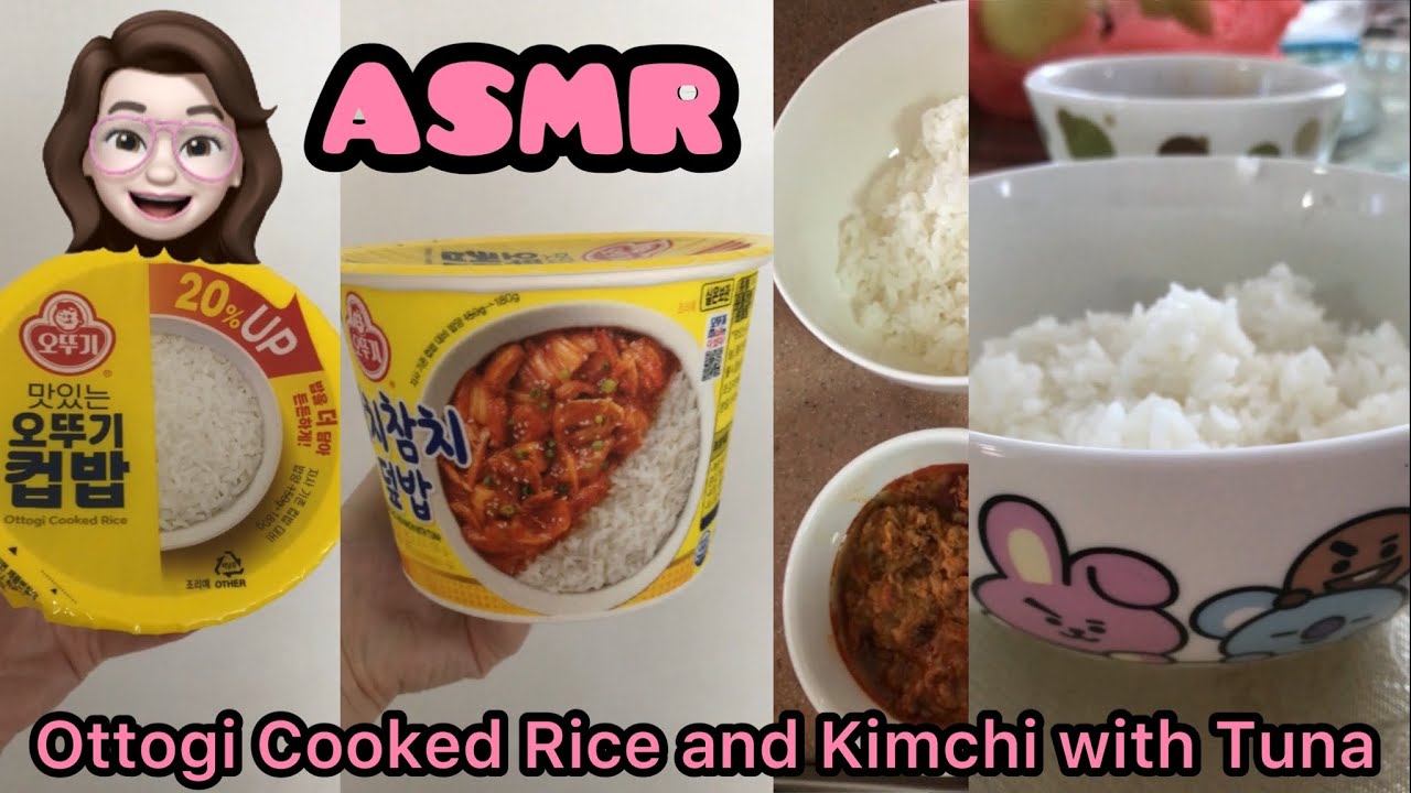 ASMR COOKING | Ottogi Cooked Rice and Kimchi with Tuna Instant Cup Rice ...