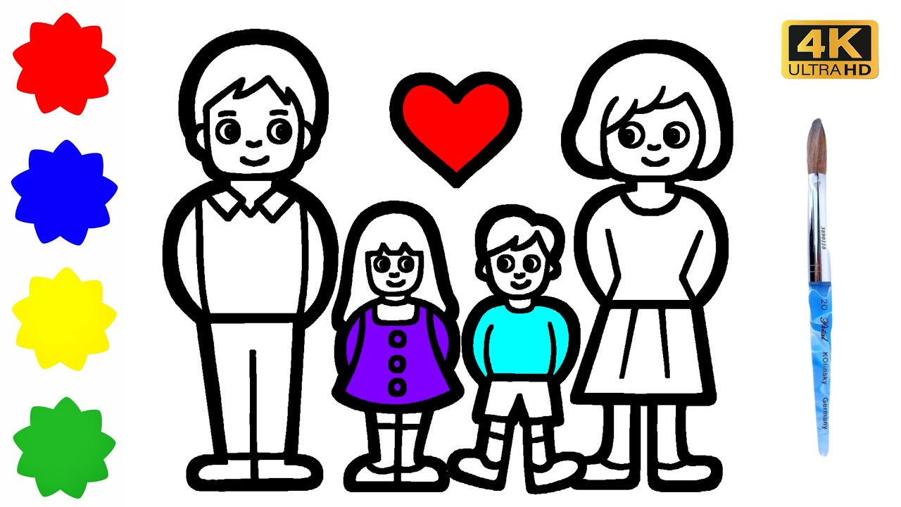 A Family Drawing - Coloring Parents and Children for Kids & Toddlers ...