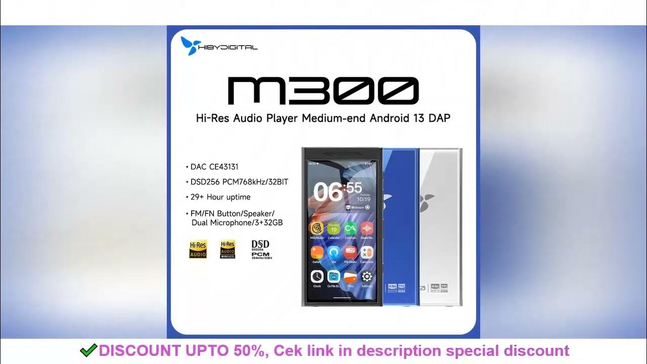HiBy Digital M300 Android 13 Music Player MP3 HiFi Audio Bluetooth WiFi USB DAC DSD FM Rad - YouTube