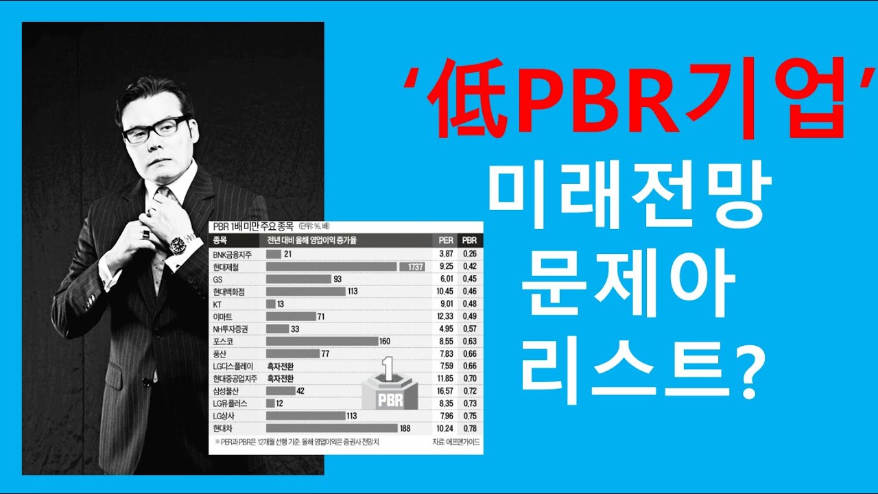 저pbr 기업 벨류 업 프로그램은 보는 사람에 따라는 자칫 지금은 좋지만 미래 성장 전망이 그다지 좋지않은 문제 기업