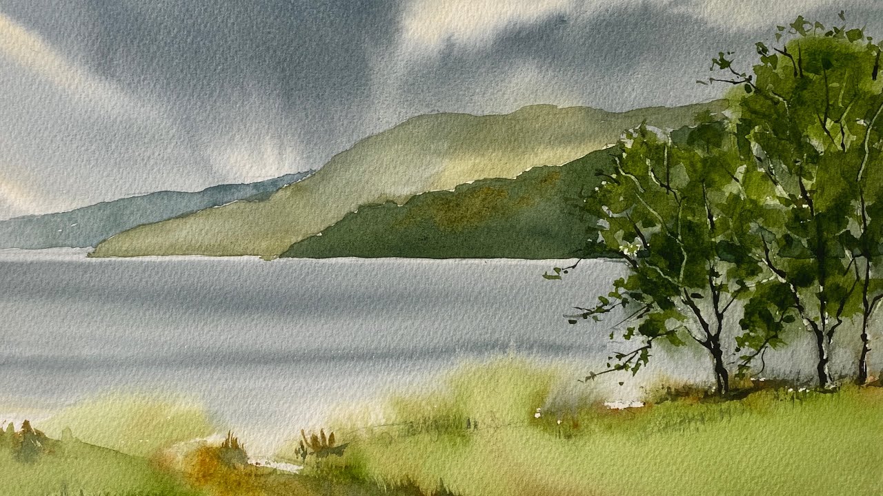 Paint A Loose WATERCOLOR STORMY SKY SCOTLAND LOCH, MOUNTAINS ...