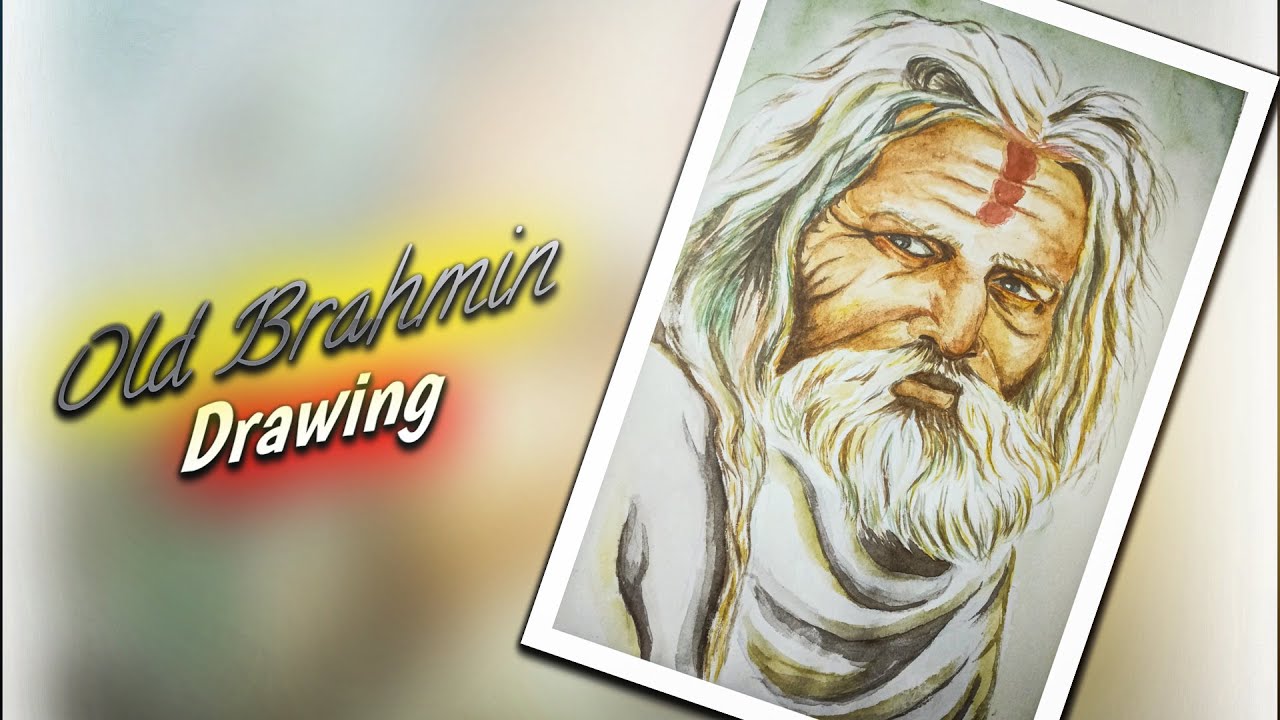 Old Brahmin Drawing || Brahmin portrait Drawing || Watercolor 🎨🖌️ - YouTube