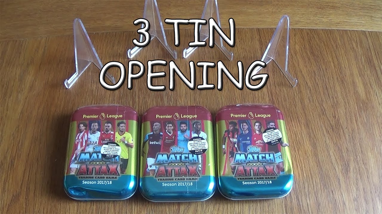 AWESOME TIN OPENING!!! MATCH ATTAX 2017/2018 3 TIN OPENING - YouTube