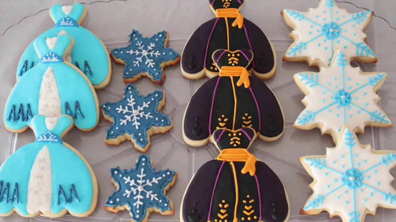 Bake with Me: Frozen Anna and Elsa Dress Cookies - YouTube