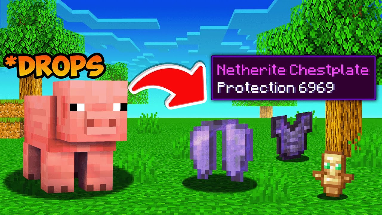 Minecraft, But Pigs Drop Super OP Loot!! - YouTube