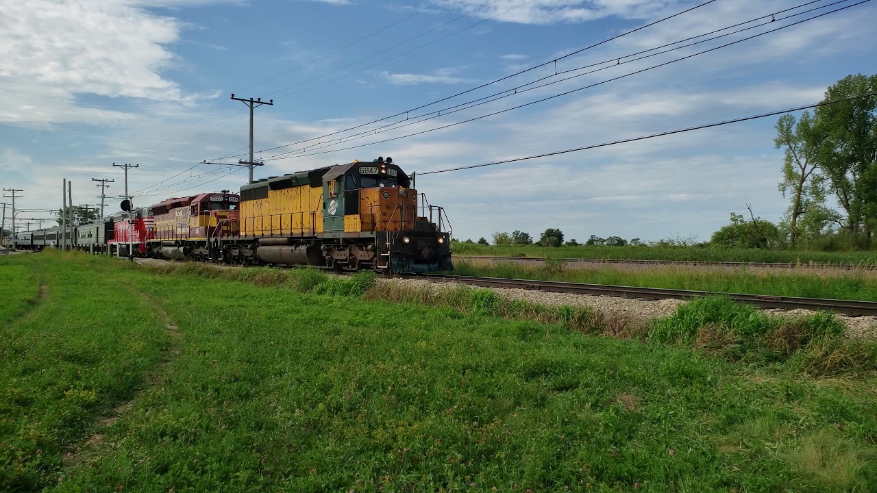 CNW 6847 Leads Coach Train At Union Illinois - YouTube