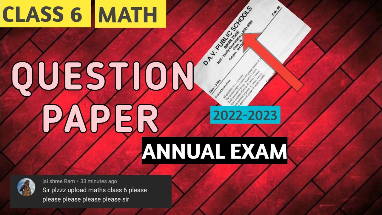 DAV class 6 question paper of Math of final or annual examination | Dav ...