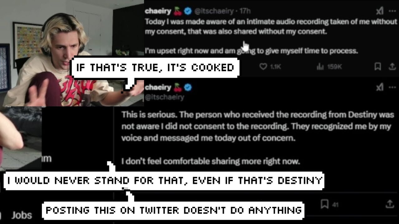 xQc Reacts to Streamer Cheiry Claim Destiny Non Consensually Recorded ...