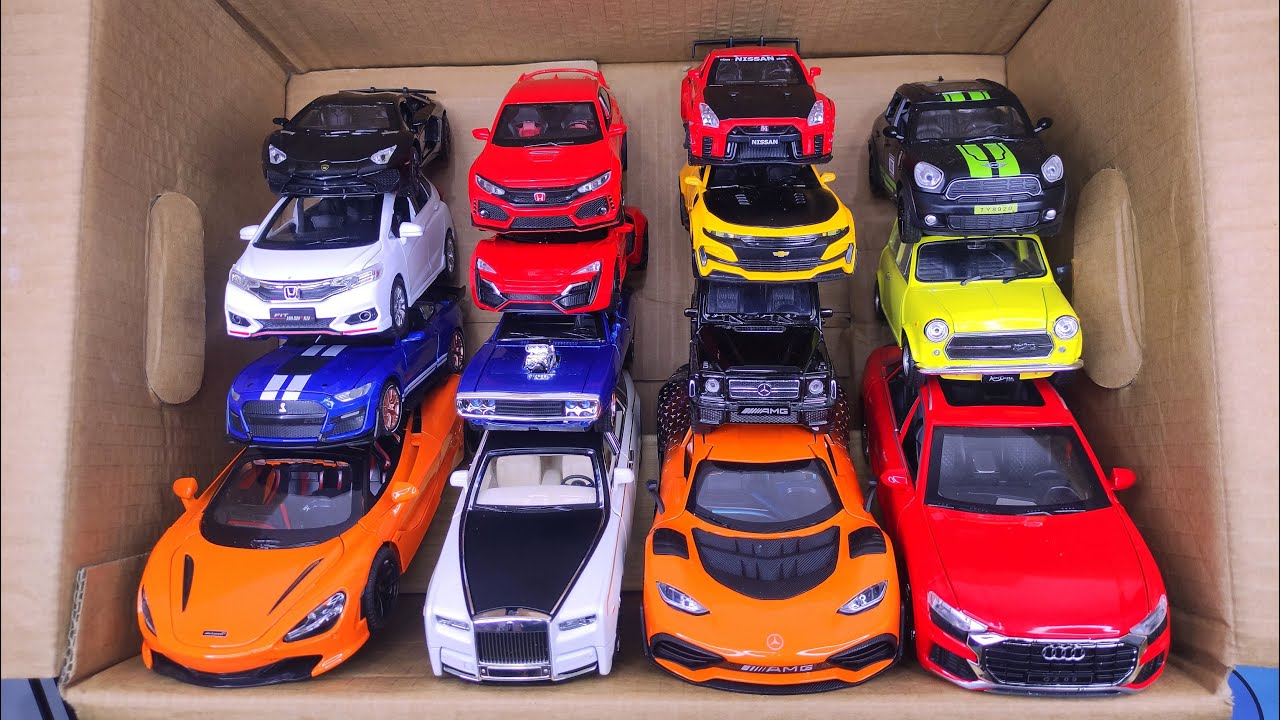 Box Full of Diecast, Mclaren 720S, Lamborghini Urus, Ford Raptor, Mercy ...