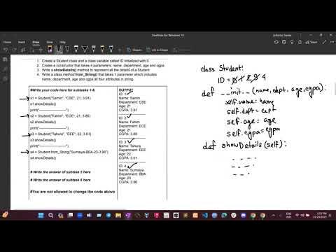 CSE111 LAB 06 on Class variable and class method(FALL23) - YouTube