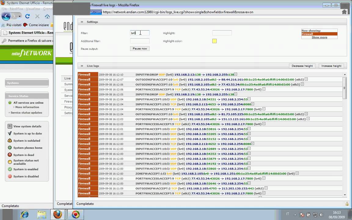 Endian Firewall Enterprise 2.2 - Live Log - YouTube