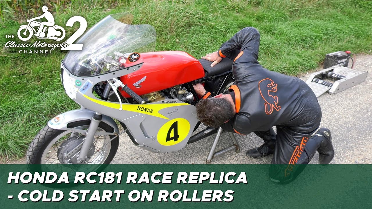 Honda RC181 race replica - cold start on rollers - YouTube