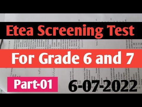 Etea Screening Test For Grade 6 and 7 Scholarship Dated 6-7-2022 Part ...