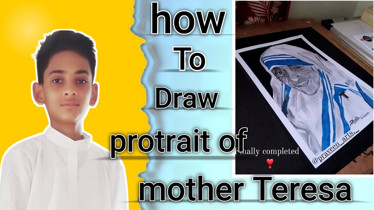 How to draw the portrait of mother Teresa step by step😀 - YouTube