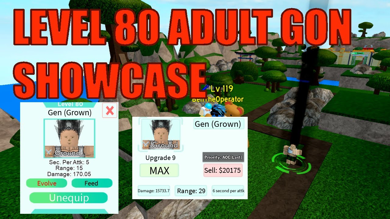 LVL 80 Adult Gon Showcase + Erwin Buff - All Star Tower Defense - YouTube