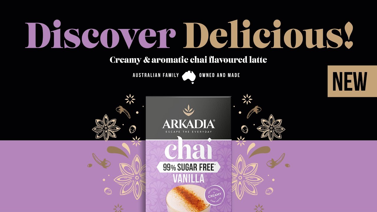 Arkadia Chai Latte Sachet Range 15 sec - YouTube