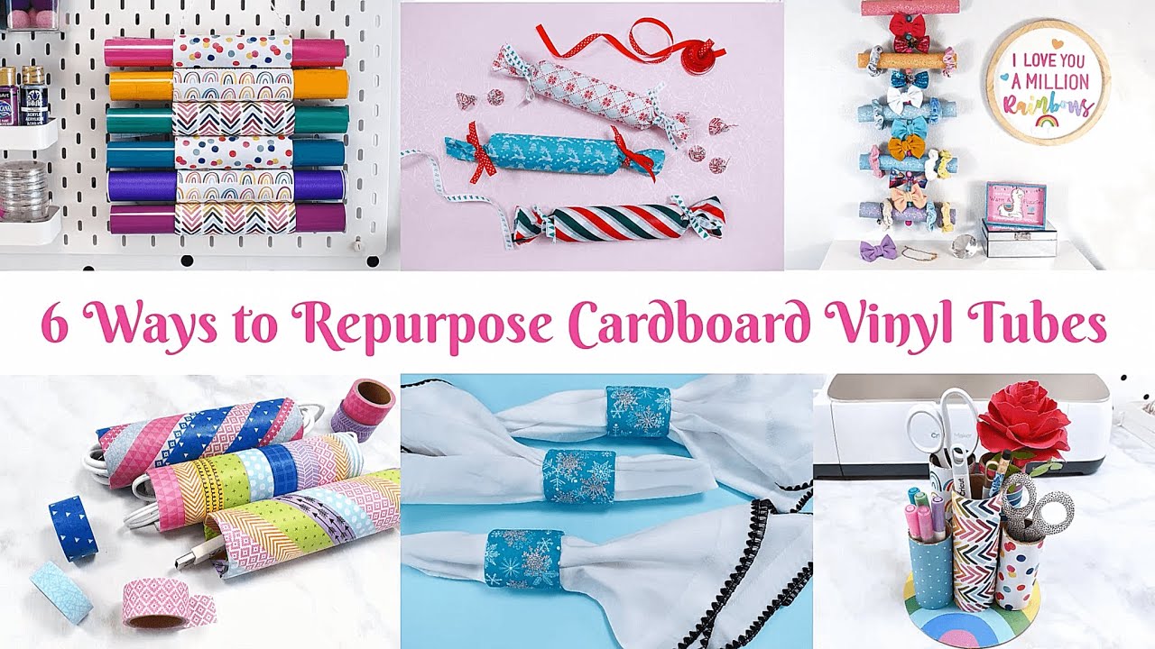 Cardboard Tube Crafts - 6 Clever Ways to Reuse #Vinyl #Cardboard Tubes ...