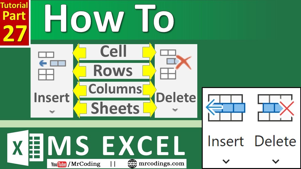 Ms Excel 27 Excel Insert And Delete Option Insert Or Delete Cell Row Column Sheet