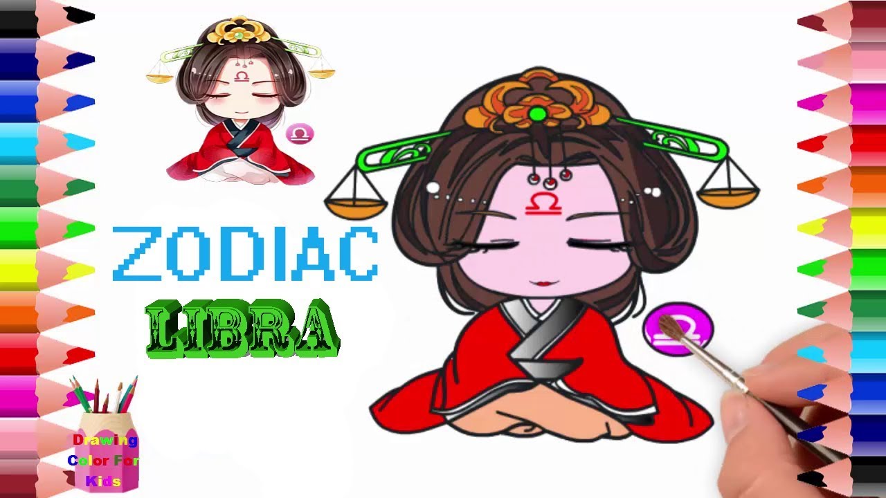 The Ancient Zodiac How To Draw | Libra Chibi Drawing | Learn Colors For ...