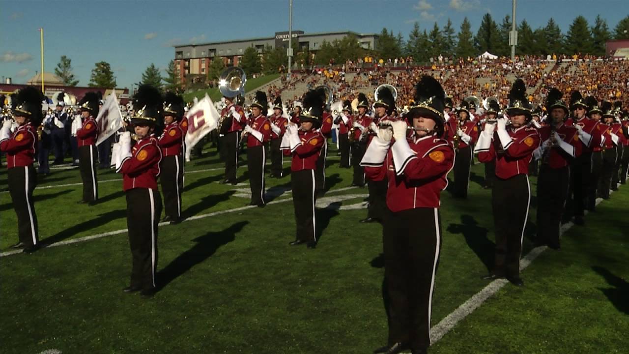 Mr. Ehardt Conducting the Marching Chips at CMU Band Day 2016 - YouTube