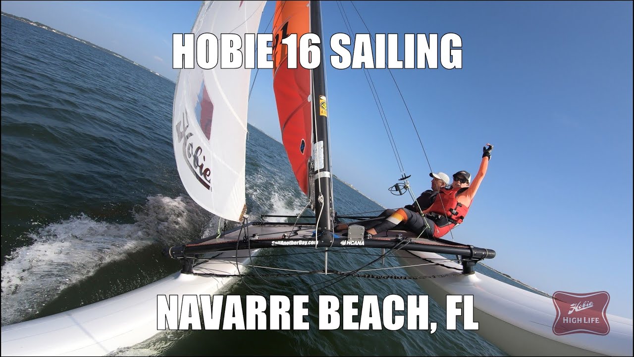 Hobie 16 Sailing and Hull Flying at Navarre Beach FL - YouTube