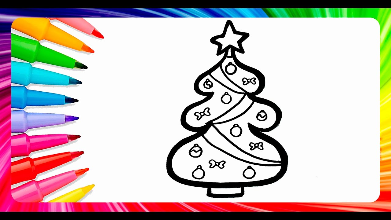 Dibuja y Colorea Un Árbol de Navidad🎄 Dibujos para niños - YouTube