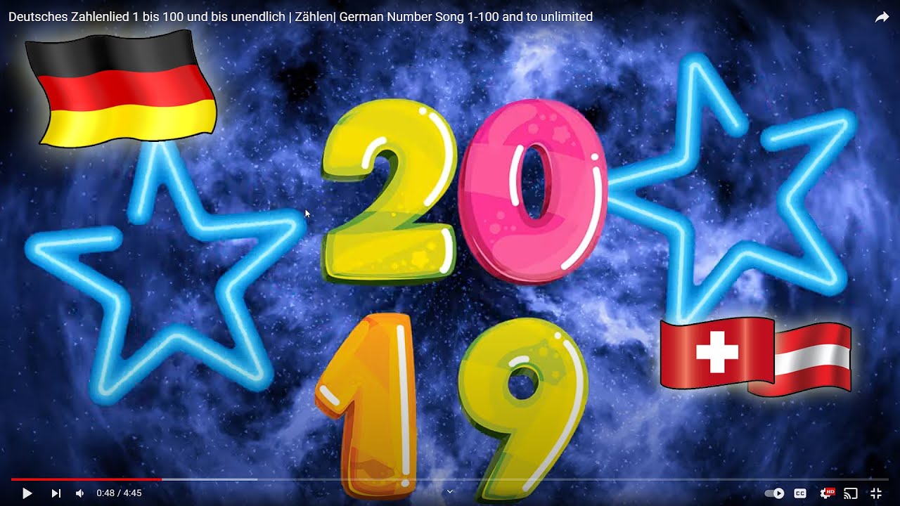 Deutsches Zahlenlied 1 bis 100 und bis unendlich | Zählen| German ...