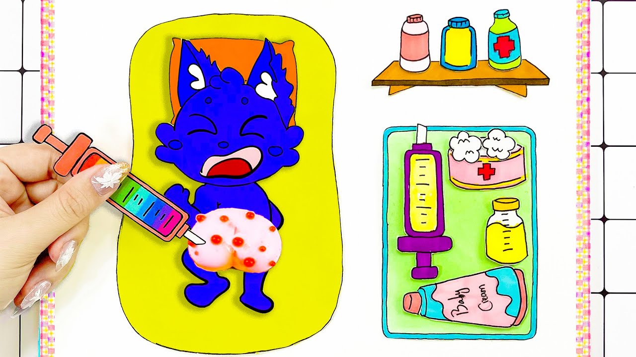 🐾paper diy🐾 POP THE PIMPLES for CATNAP | Wednesday Takes Care Baby | Dr ...