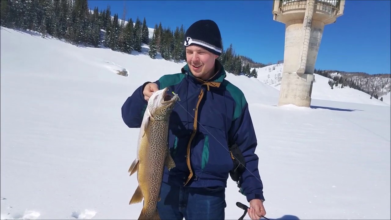 Huge 7 pound Tiger Trout Caught Ice Fishing: Full Length Battle - YouTube