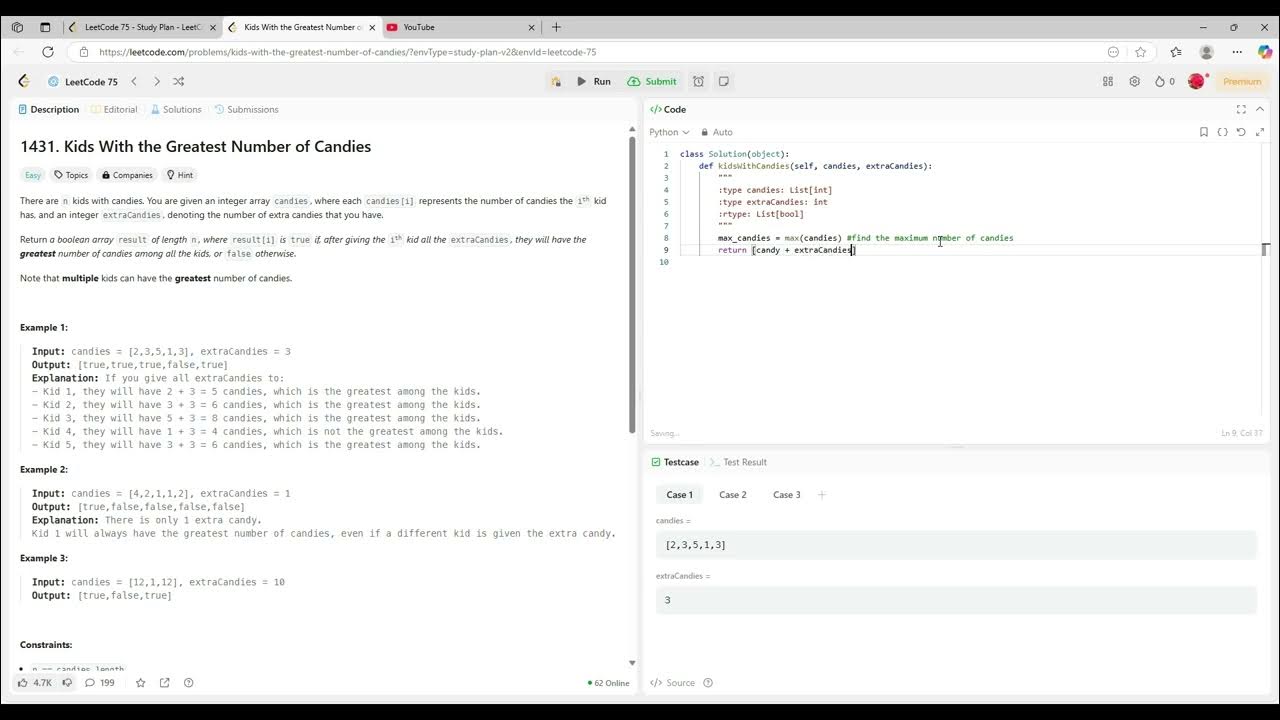LeetCode 75 Series | Kids With The Greatest Number of Candies | Easy ...