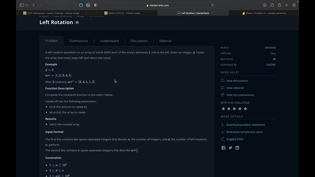 Hackerrank Arrays Left Rotation Arabic Youtube