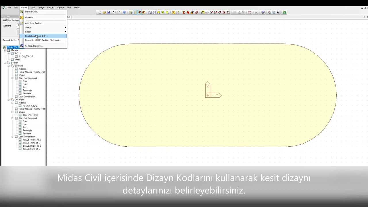 MIDAS CIVIL ile General Section Designer Kullanımı - YouTube