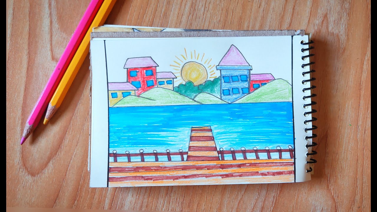 Easy City Scenery Drawing || Step By Step City Drawing Tutorial - YouTube