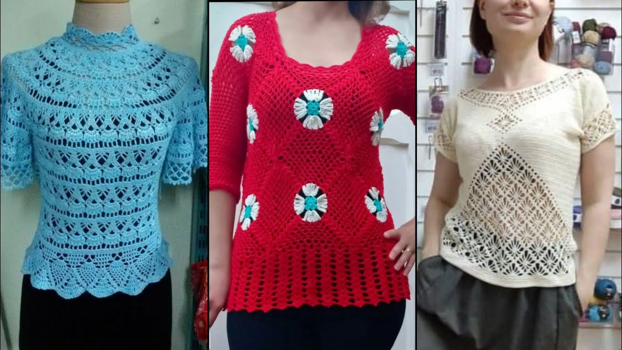 Outstanding stylish unique crochet handknit blouse top pattern designs ...