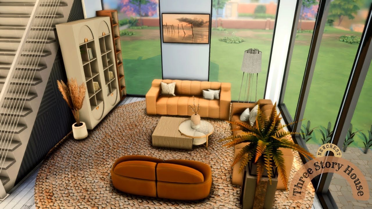 🌻NEWCREST THREE STORY HOME | Speed Build | CC + Tray Files || SIMS 4 ...