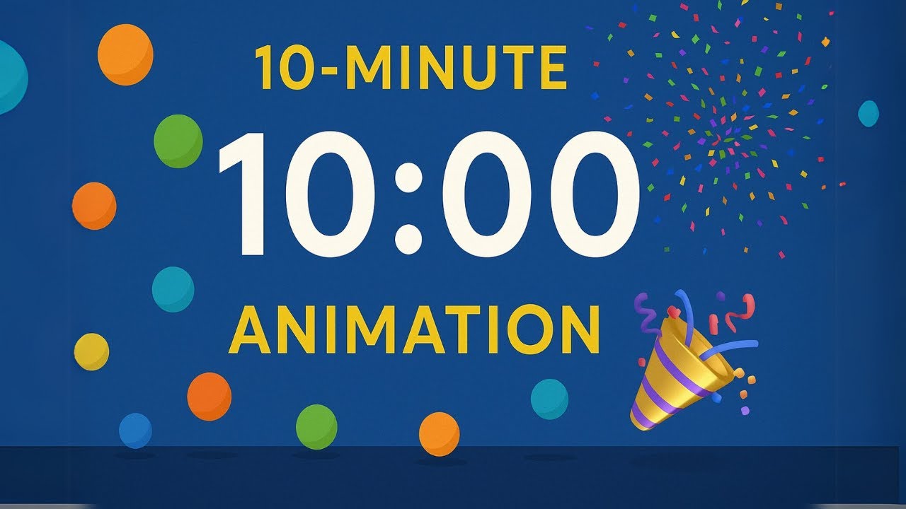 10-Minute Countdown Timer ⏳ | Physics Animation + Confetti Finale 🎉 ...