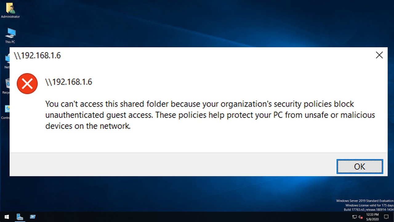 You Can't Access This Shared Folder' Because Your Organization's ...