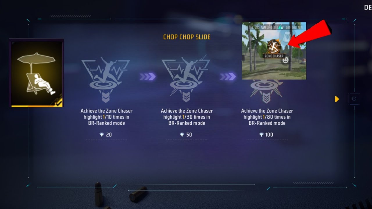 Zone Chaser Achievement Mission Free Fire | Chop Chop Slide Achievement ...