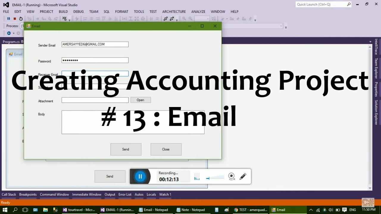 Creating Accounting Project # 13 : Email - YouTube
