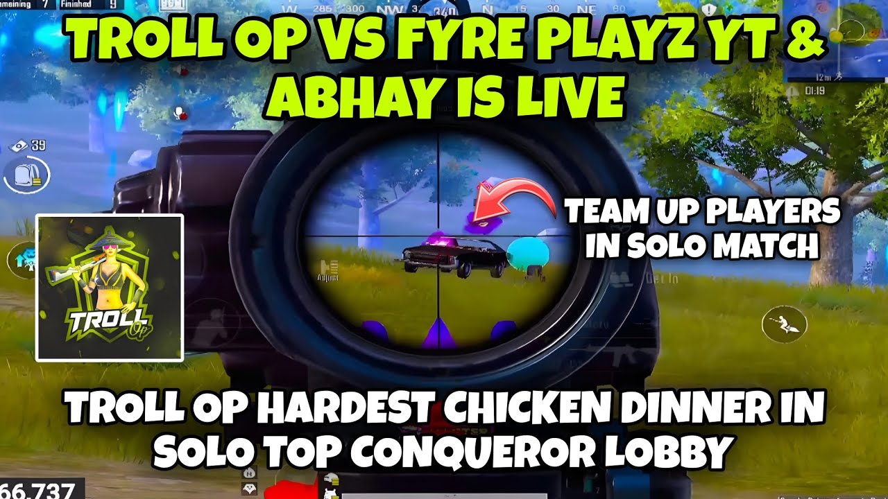 TROLL OP VS FYRE PLAYZ YT 🥶 TEAM UP PLAYERS IN SOLO MATCH 🥵 | TROLL OP ...