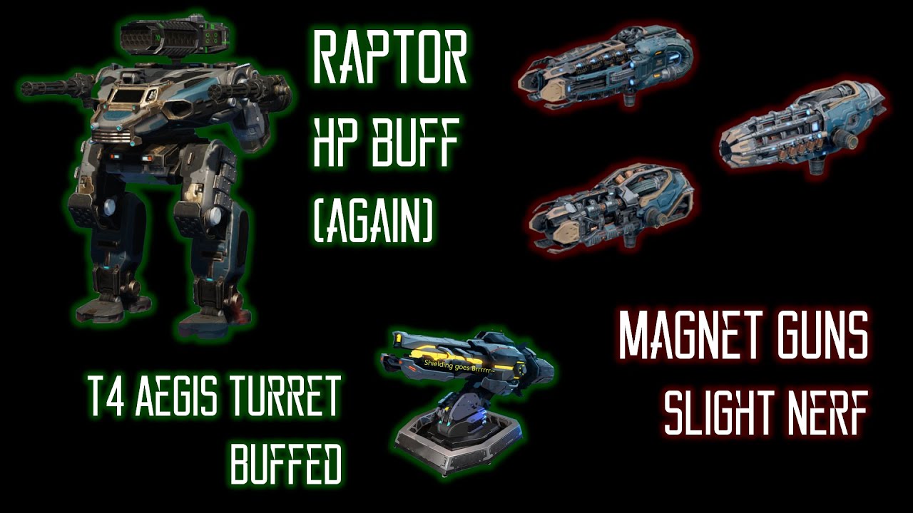 Raptor HP Buff (again) + Magnet Guns slight DMG Nerf | War Robots Test ...