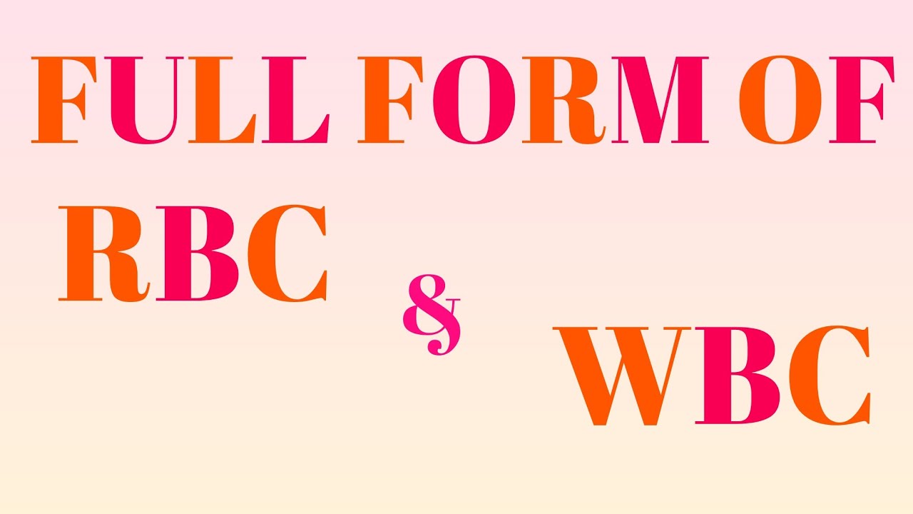 FULL FORM OF RBC FULL FORM OF WBC YouTube
