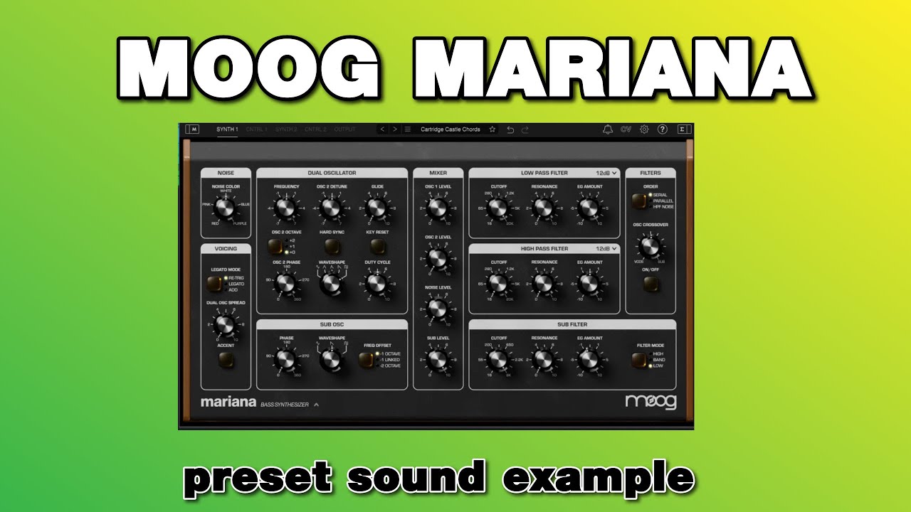 Moog Mariana BASS Synthesizer Plugin - Preset Bass Lead Pad example ...