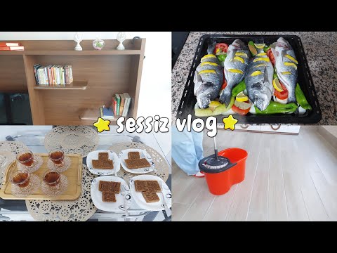 Sessiz vlog/ günlük vlog/ balkon temizliği/ fırında sebzeli balık /un helvası/ temizlik videoları